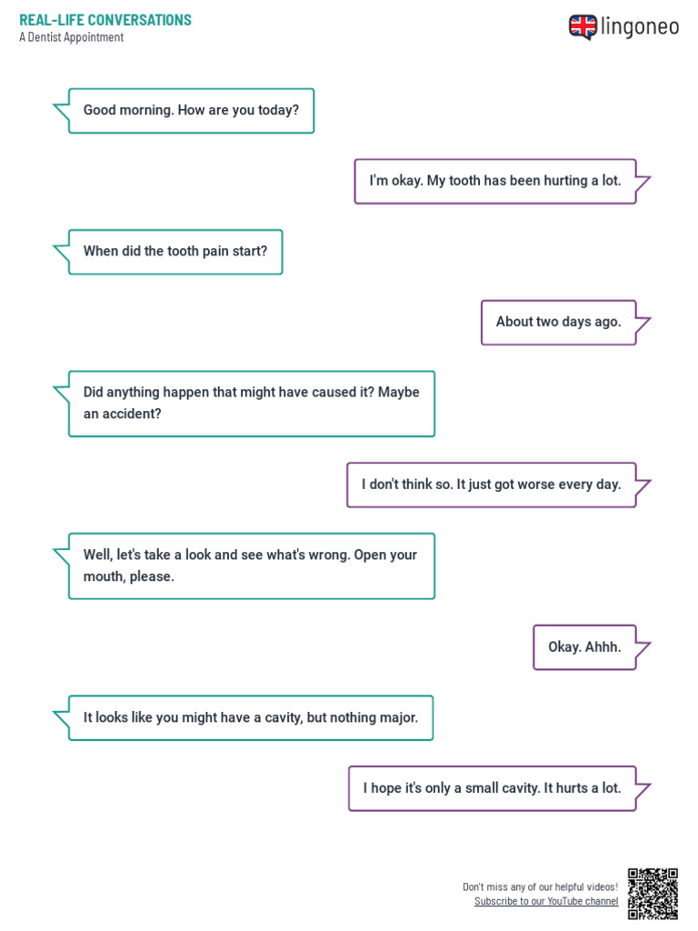 A Dentist Appointment - Dialogue | PDF