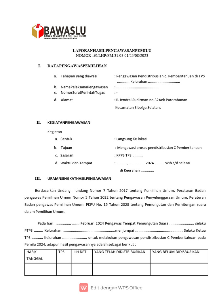 Laporan Pengawasan Pemilu 2024 | PDF