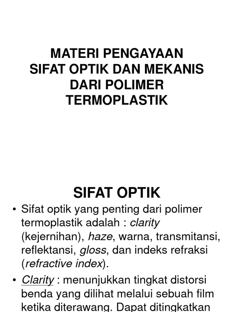PSMTK 4 - Sifat Optik Dan Mekanis Dari Polimer Termoplastik | PDF ...
