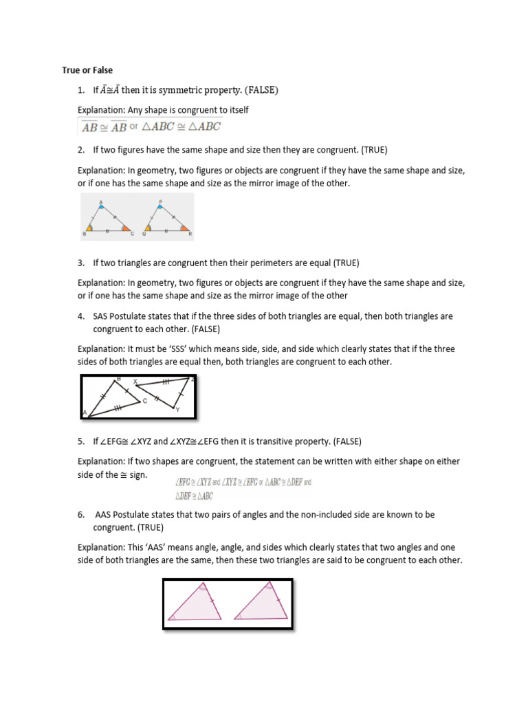 Grade 8-Reviewer - Postulates, Congruence | PDF | Elementary Geometry ...