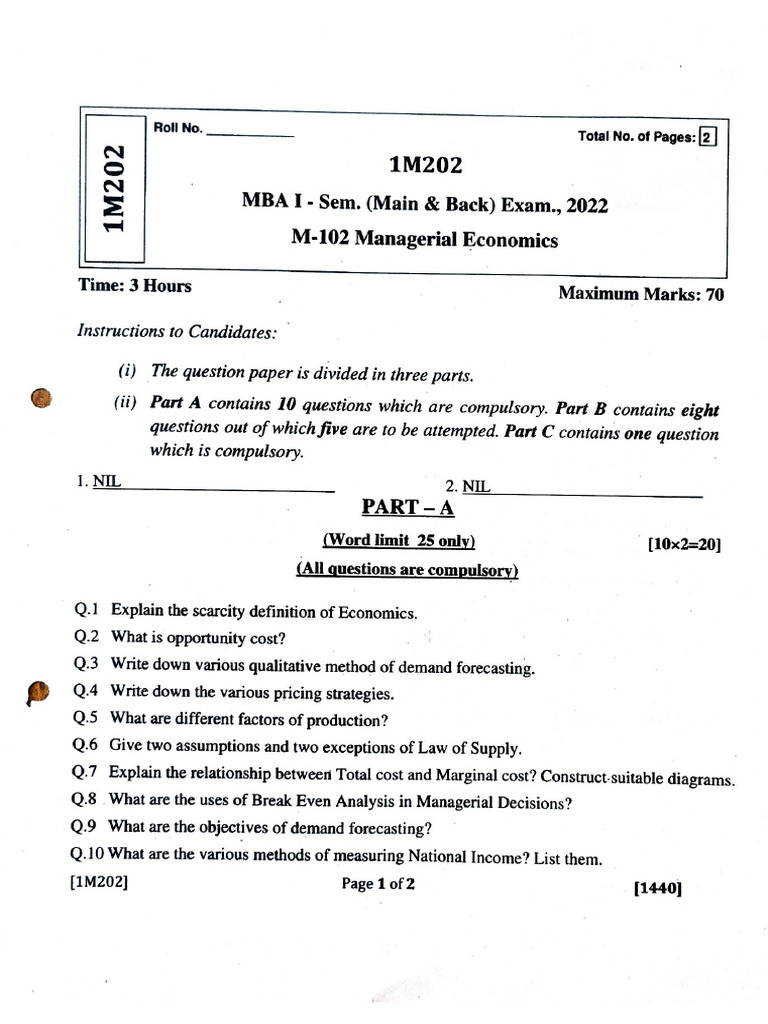 Mba I Sem Rtu Papers | PDF