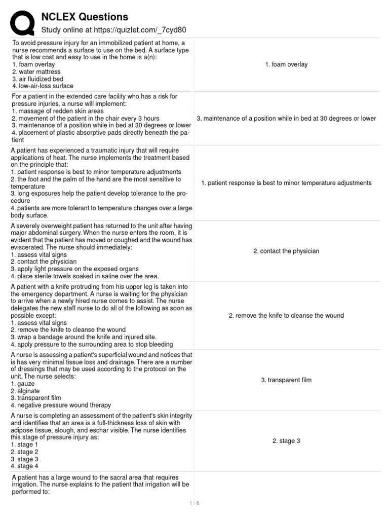 NCLEX Questions | PDF | Pain | Pain Management