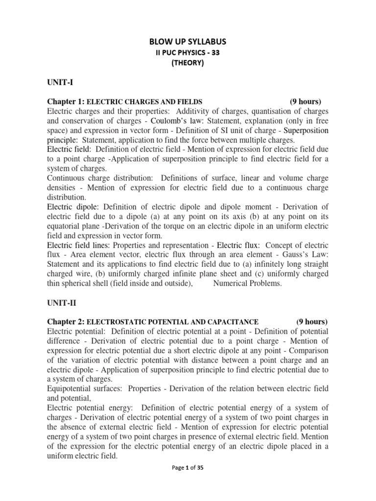 II PUC Physics: Electric Charges & Fields | PDF | Inductance | Magnetic Field