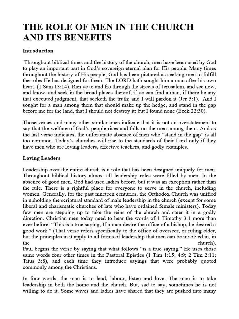 Men's Roles and Responsibilities in Church | PDF | Pastor | Paul The ...