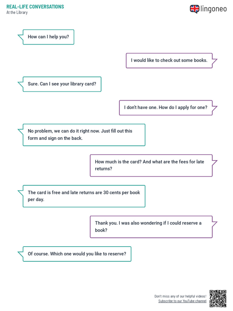 At The Library - Dialogue | PDF