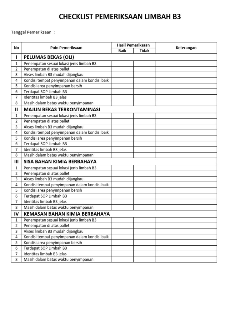 Checklist-Limbah-B3 | PDF