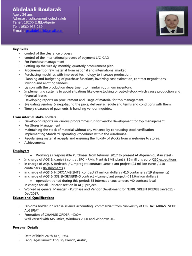 CV-acheteur Senior (00000004) | PDF | Procurement | Business