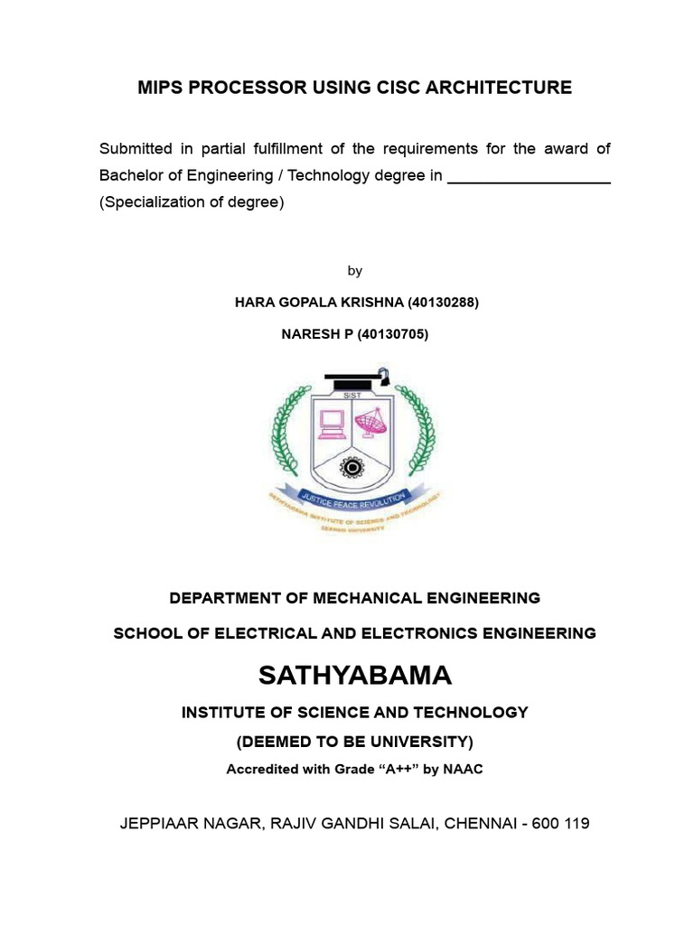 Mips Processor Using Cisc Architecture | PDF | Central Processing Unit | Computer Architecture