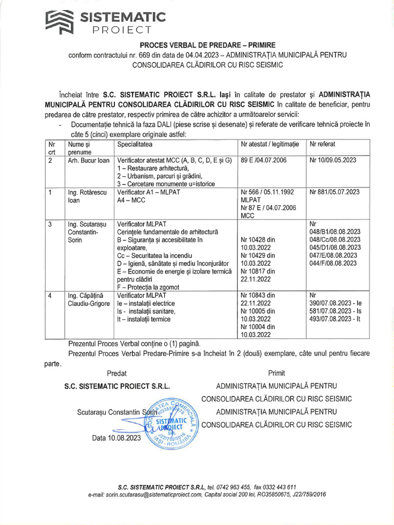 Proces Verbal de Predare-Primire Referate de Verificare | PDF
