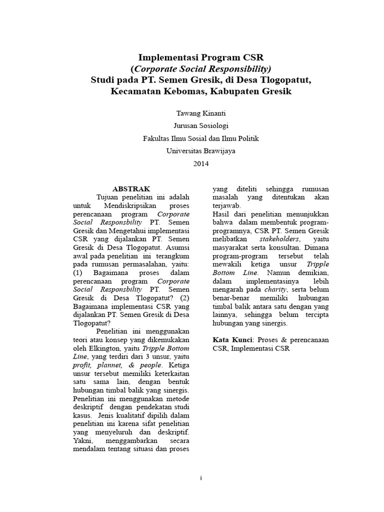 Implementasi Program CSR Corporate Socia | PDF | Karier & Perkembangan