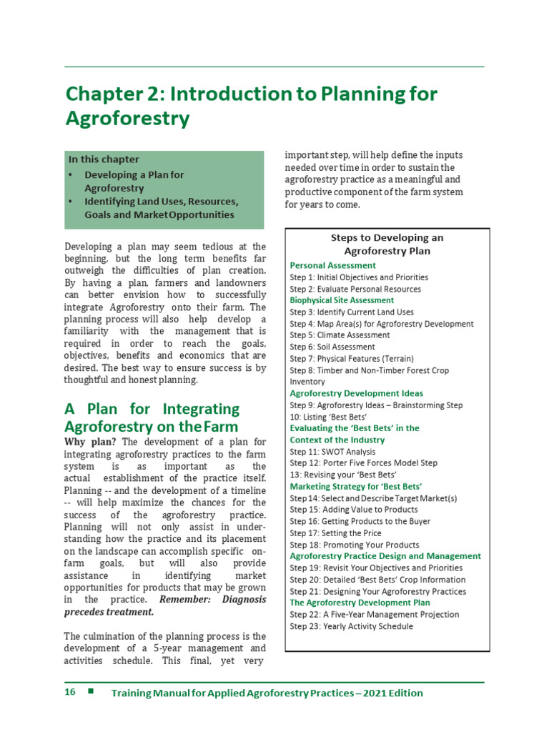 Chapter 2 Planning Agroforestry UMCA AF Training Manual | PDF | Soil | Swot Analysis