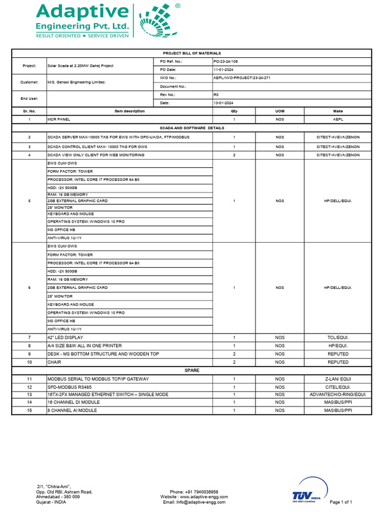 Project Bom | Download Free PDF | Operating System | Scada