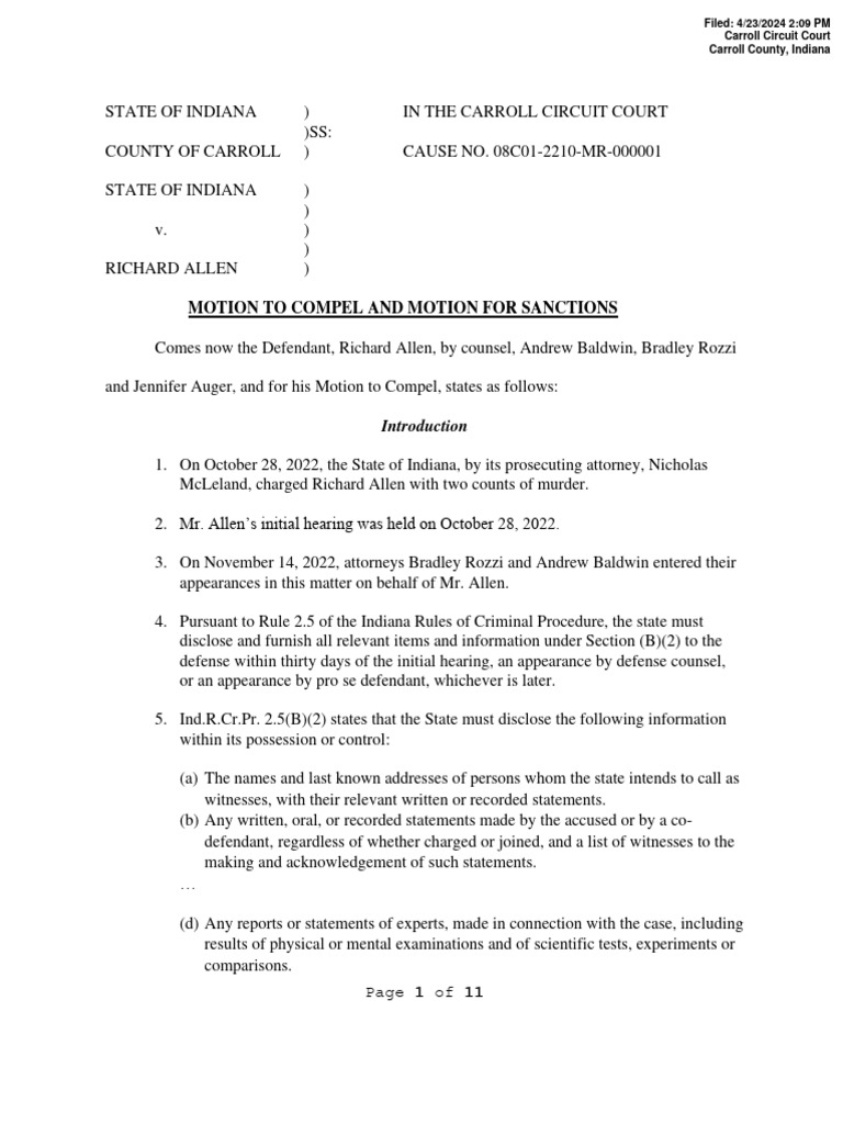 Defense - Motion To Compel & Request For Sanctions | PDF | Discovery ...