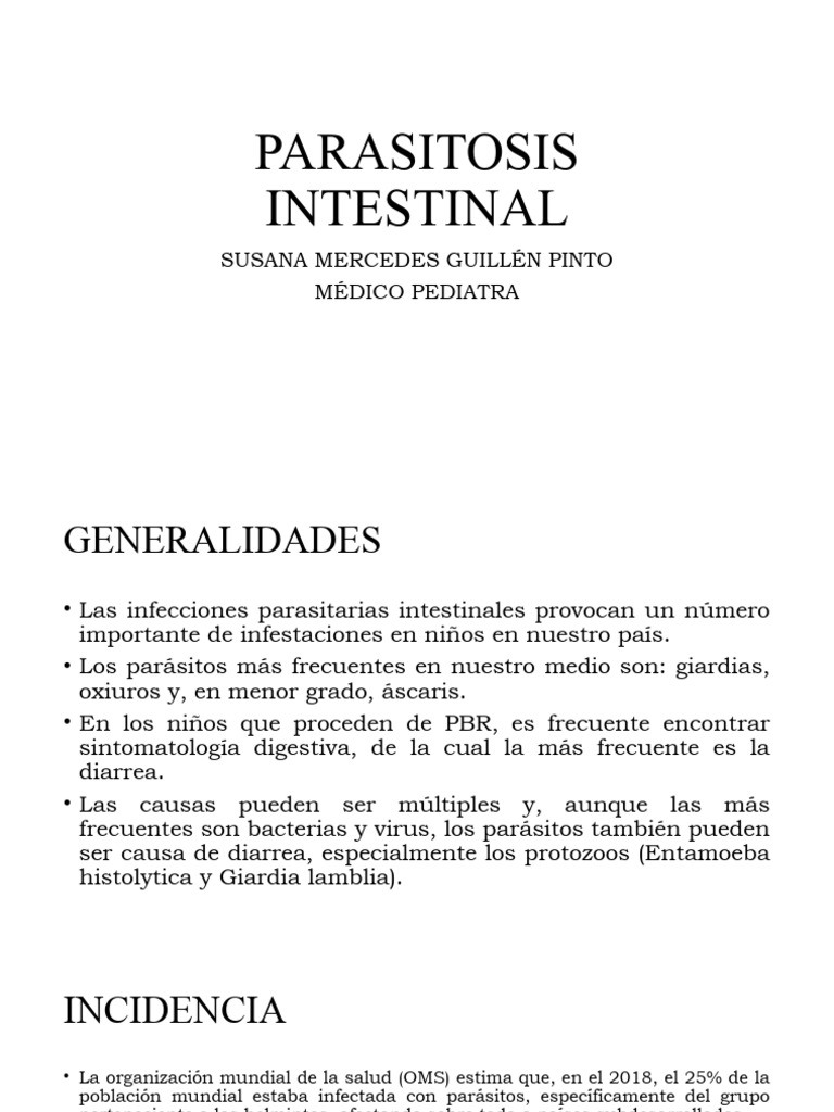 PARASITOSIS INTESTINAL | PDF | Diarrea | Epidemiología