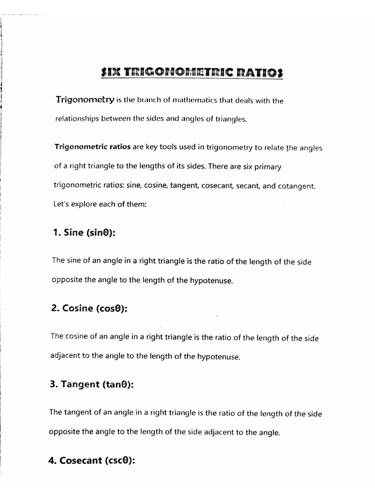 SIX-trigonometric-ratios (1) | PDF