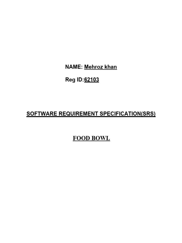 SRS Assignment 1 | PDF | Menu | Computing