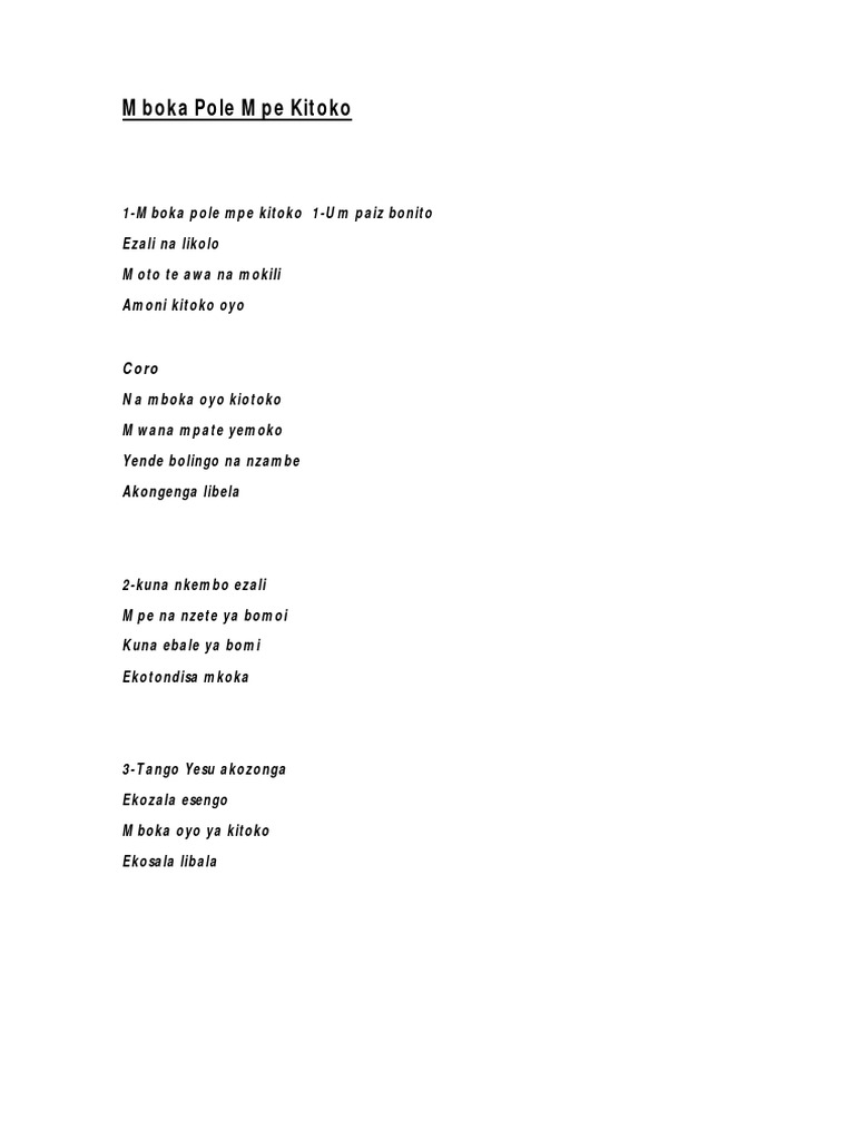 Mboka Pole Mpe Kitoko | PDF