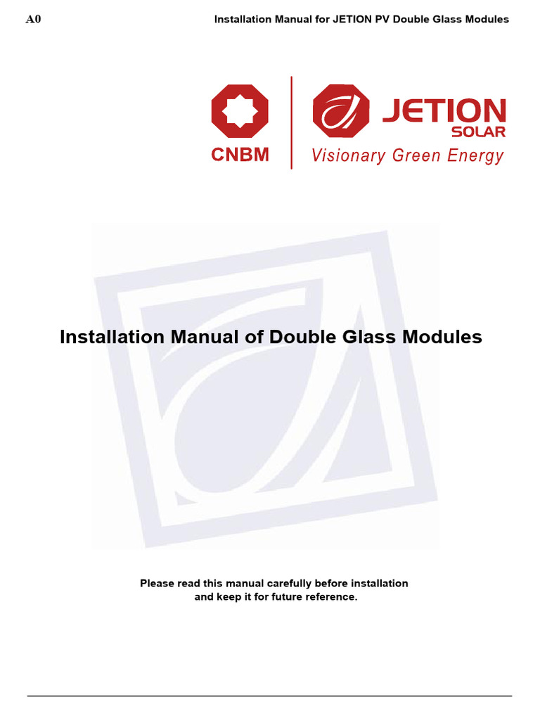 Installation Manual of Double Glass Modules | PDF | Solar Panel ...