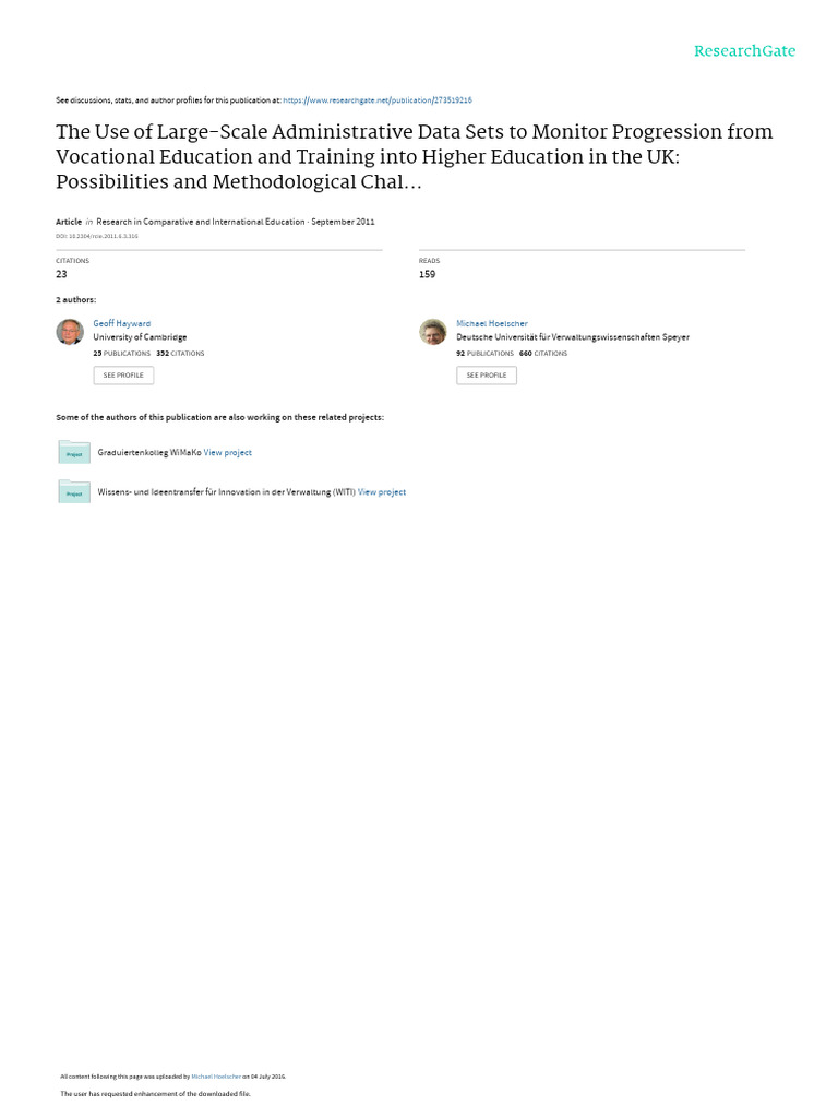 Hayward 和 Hoelscher - 2011 - The Use of Large-Scale Administrative Data ...