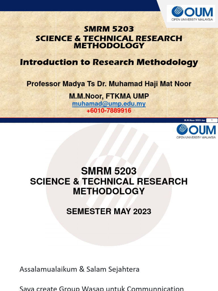 SMRM5203 1 MMNoor RM Intro & Assignment 2023may22 | PDF | Methodology | Quantitative Research