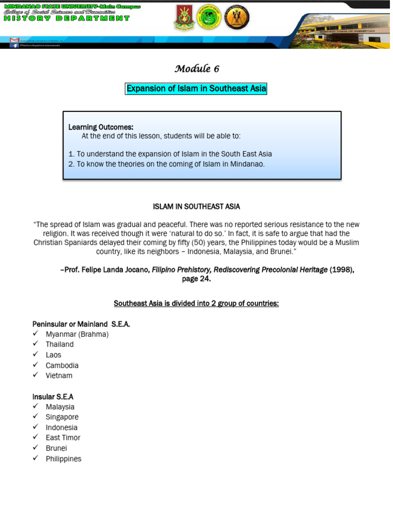 Module 6 HIS003 EXPANSION OF ISLAM IN SOUTH EAST ASIA 1 | PDF ...