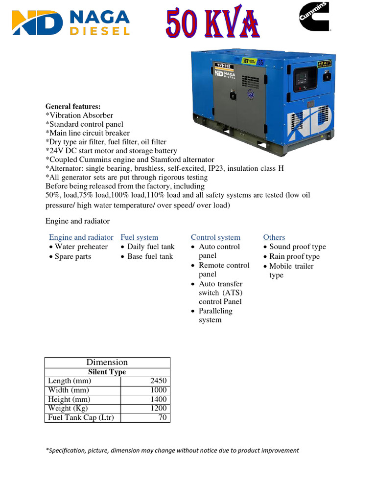 Cummins 50 Kva Silent | PDF | Engines | Machines
