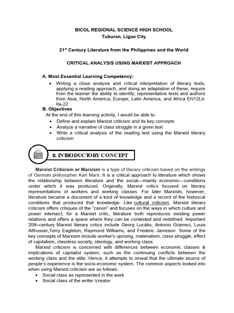 Marxist Criticism in Literary Analysis | PDF | Karl Marx | Marxism