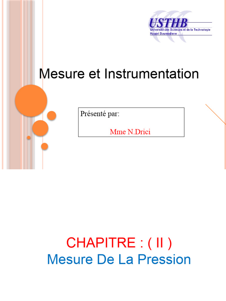 Mesure de La Pression | PDF | Pression | mesure de pression