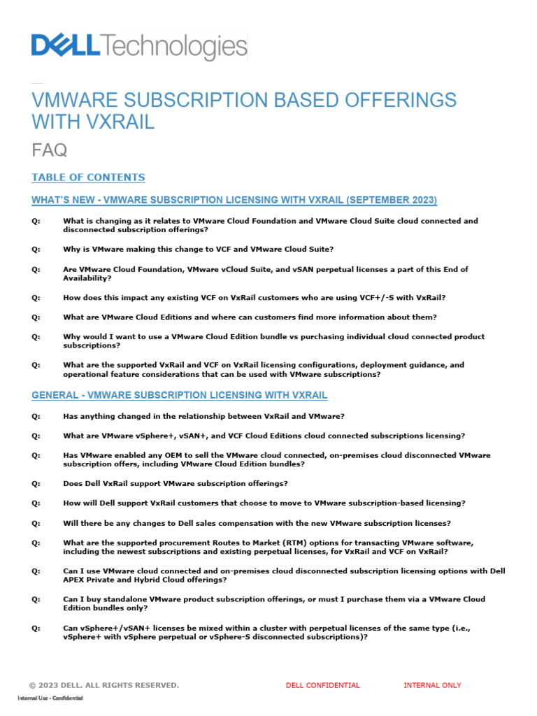 Vmware Subscription Based Offerings With Vxrail Faq | Download Free PDF | Cloud Computing ...