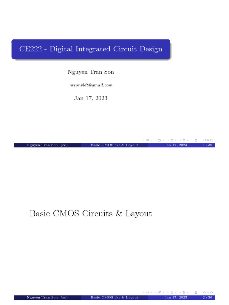 Lecture03.1 Basic CMOS Circuit and Layout Up | PDF | Cmos | Logic Gate