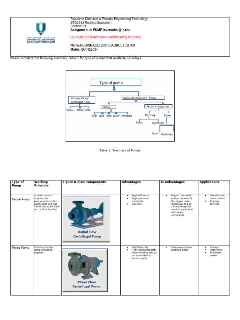 Assignment 2 PUMP | Download Free PDF | Pump | Gases