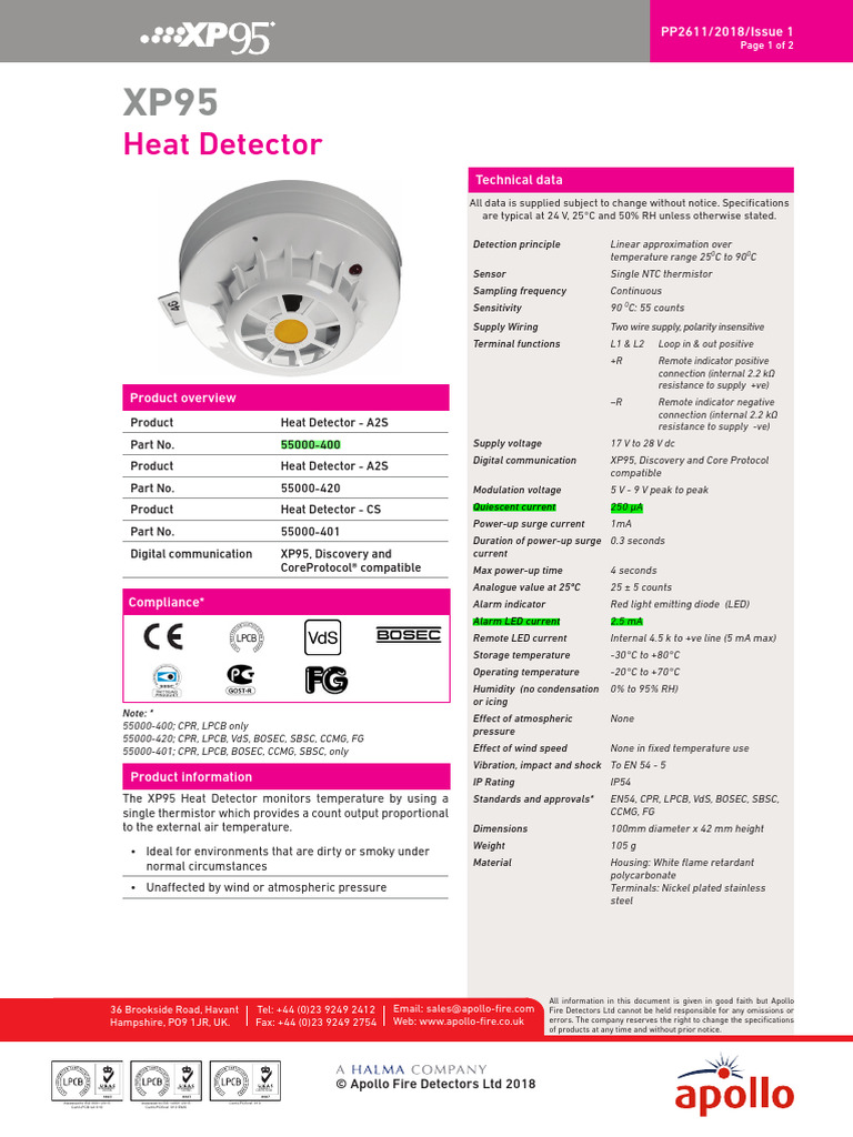 3 Heat Detector-55000-400APO | PDF | Sensor | Light Emitting Diode