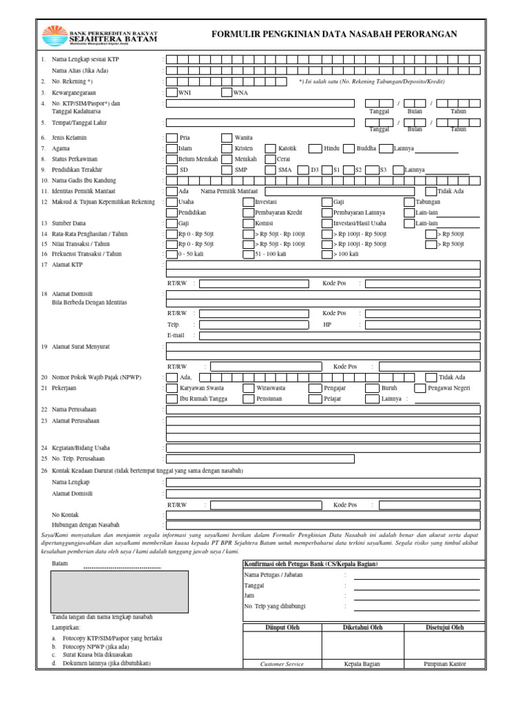 Form Pengkinian Perorangan | PDF