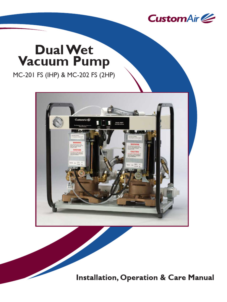 CustomAir Vacuum Pump - User and Maintenance Manual | PDF | Electrical Wiring | Pump