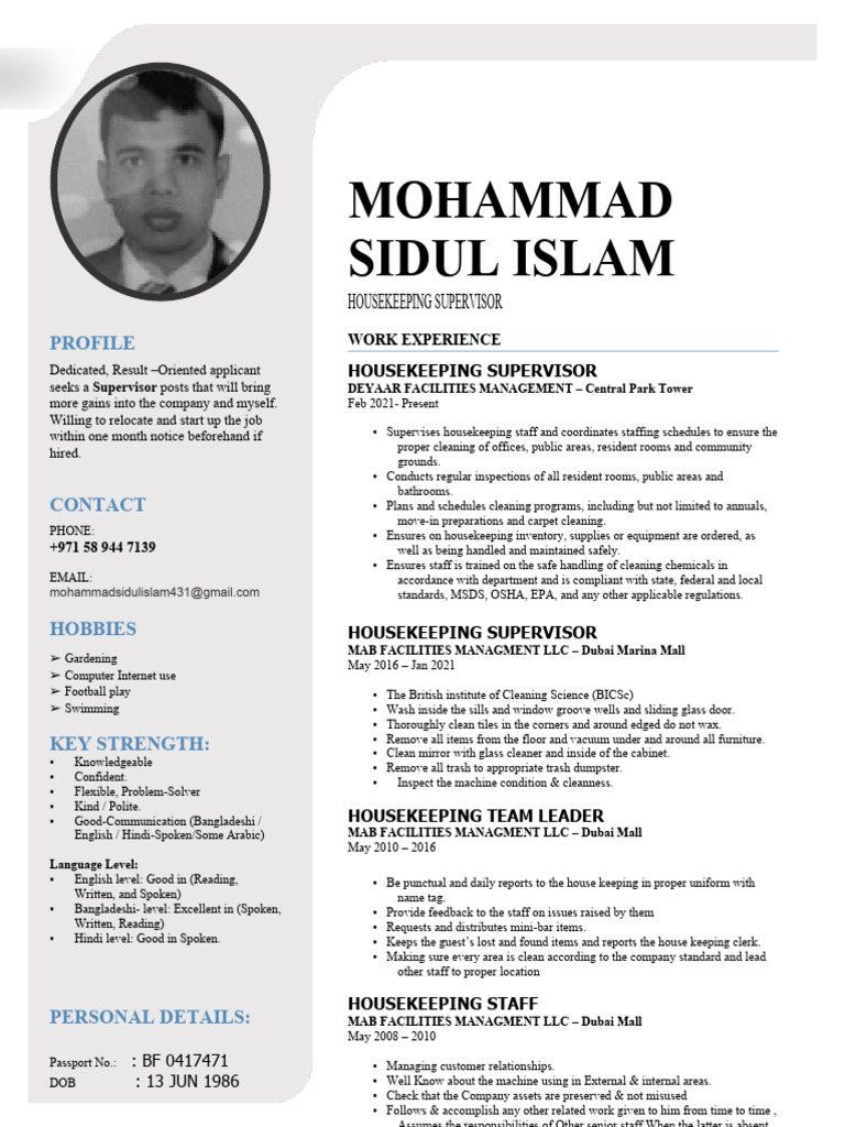 Mohammad Sidul Islam | PDF | Housekeeping