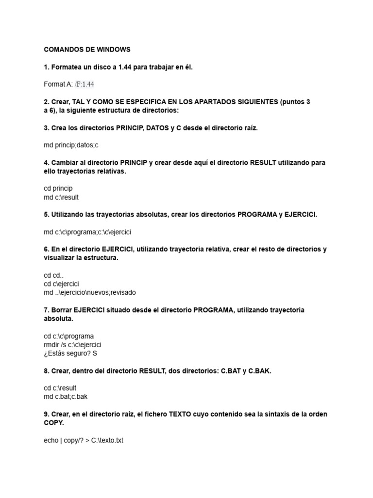 Comandos de Windows | PDF | Archivo de computadora | Software del sistema