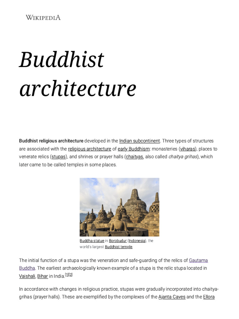 Buddhist Architecture - Wikipedia | PDF | Indian Religions