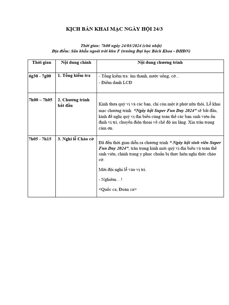 KỊCH BẢN MC 24 - 3 | PDF