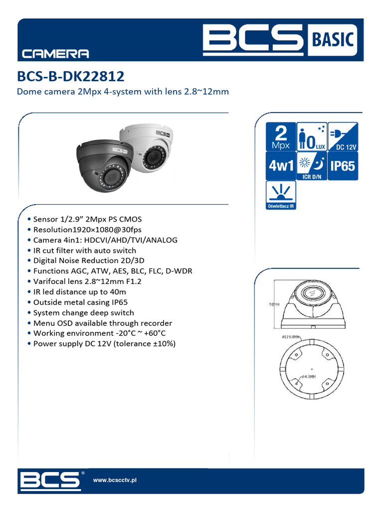 2Mpx 4-System Dome Camera Specs | PDF | Technology & Engineering