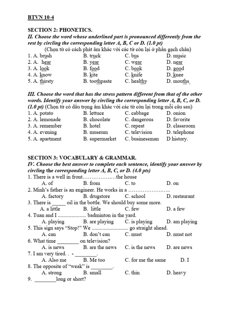 BTVN 10-4 | PDF | Meal | Lunch