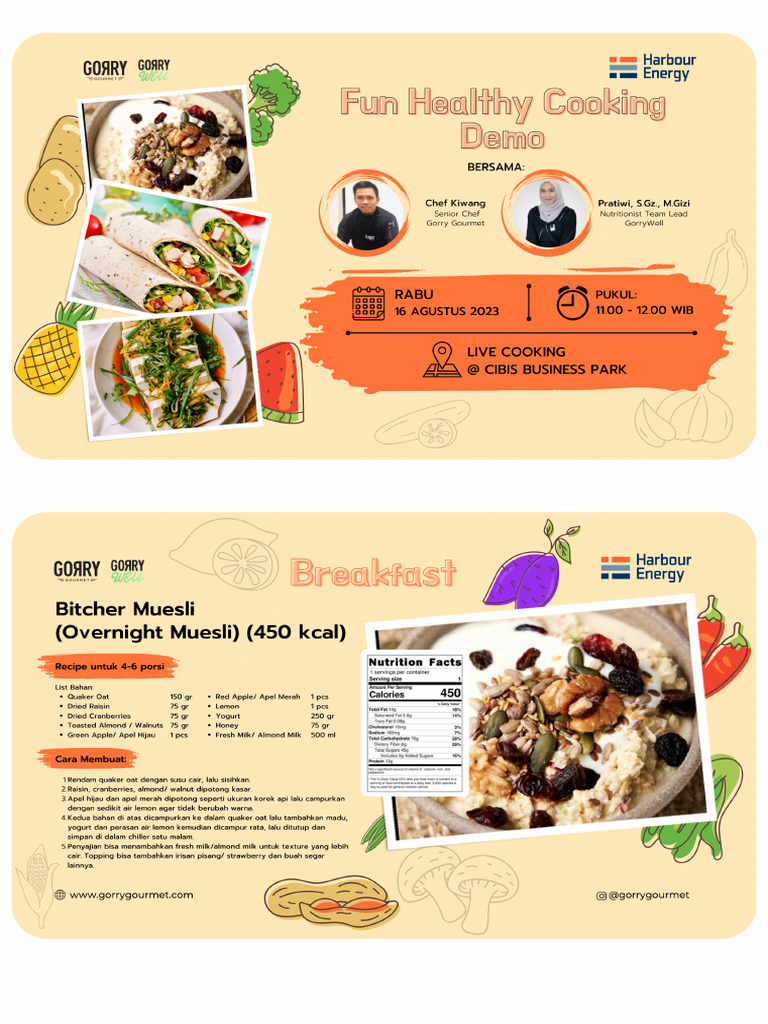 Menu Healthy Cooking Demo | PDF