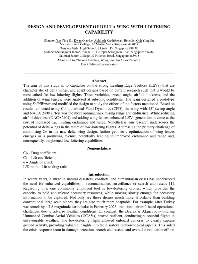 Design and Development of Delta Wing With Loitering Capability | PDF ...