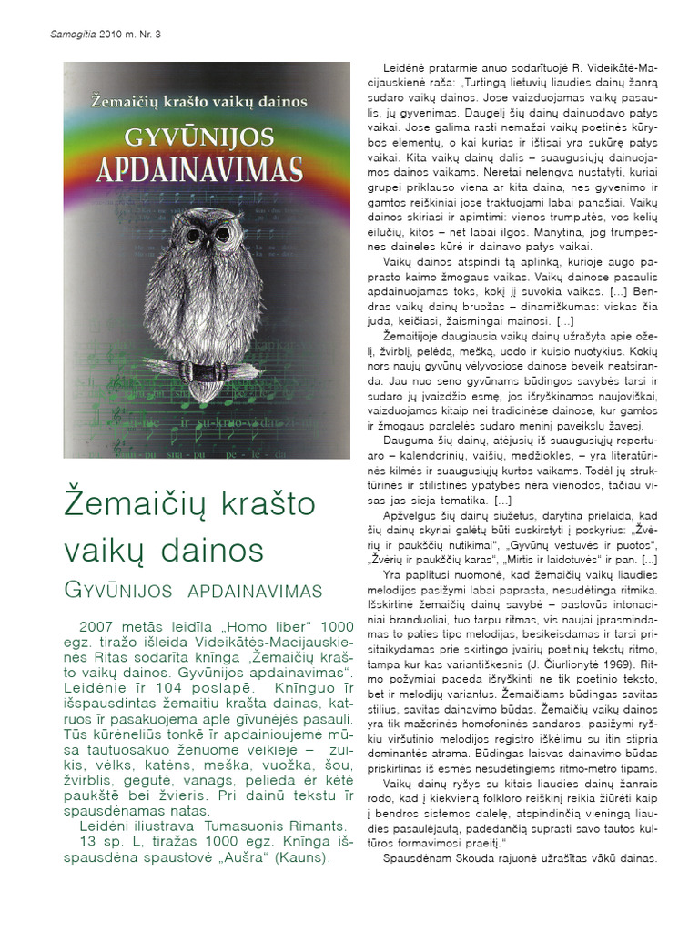 Zemaiciu Krasto Vaiku Dainos | PDF