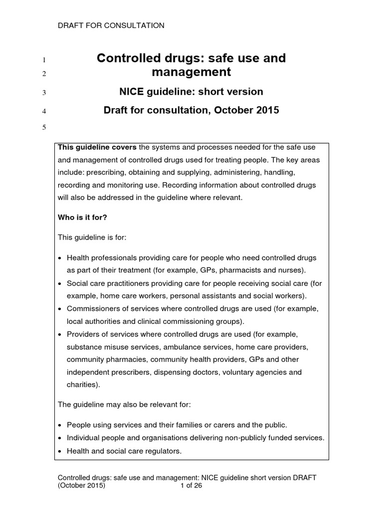 Safe Management of Controlled Drugs Guidelines | PDF | Pharmacy ...