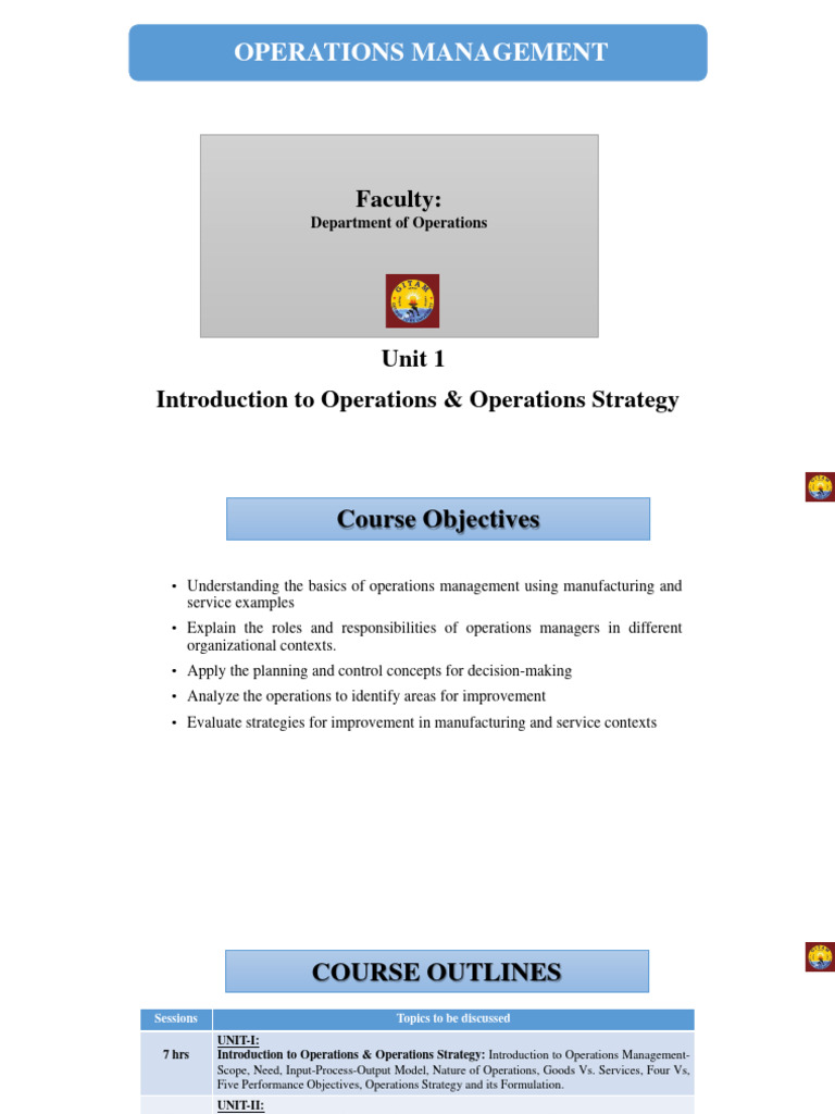 Om Unit I | PDF | Strategic Management | Operations Management