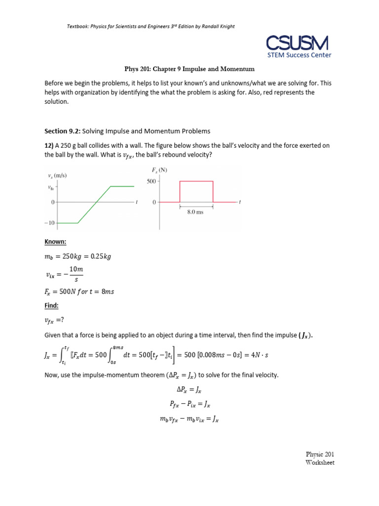 Phy201 Impulse Momentum | PDF | Momentum | Force