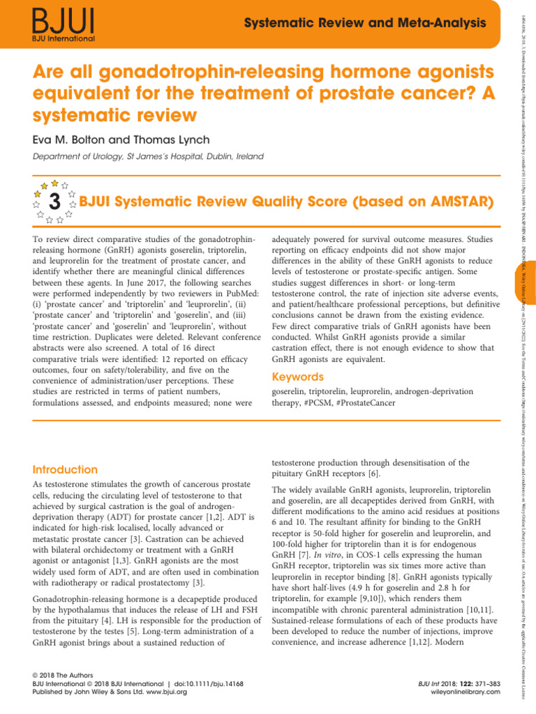 GnRH Agonists for Prostate Cancer: Review | PDF | Prostate Cancer ...