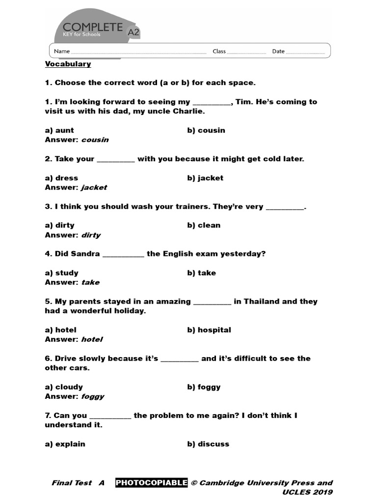 KFS-FT-S - Answer Key | PDF