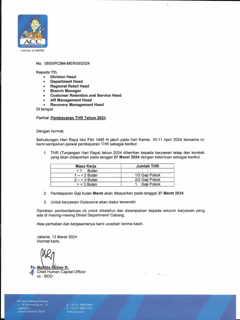 Surat Edaran THR 2024 | PDF