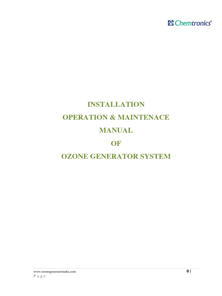 Ozone Generator Operation & Maintenance | PDF | Ozone | Ac Power Plugs ...
